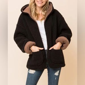 Love Tree | Jackets & Coats | Love Tree Hooded Reversible Soft Sherpa ...